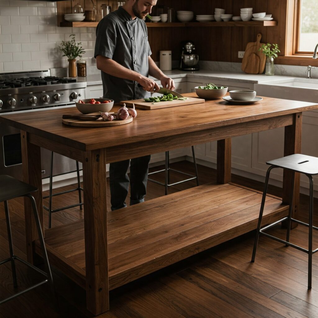 12 Stunning Ideas Stained Wood Kitchen Island Table With Legs For ...